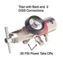 Titan Oxygen Regulator, 100% Brass, Hose Barb and 2 DISS connections, 0 ...